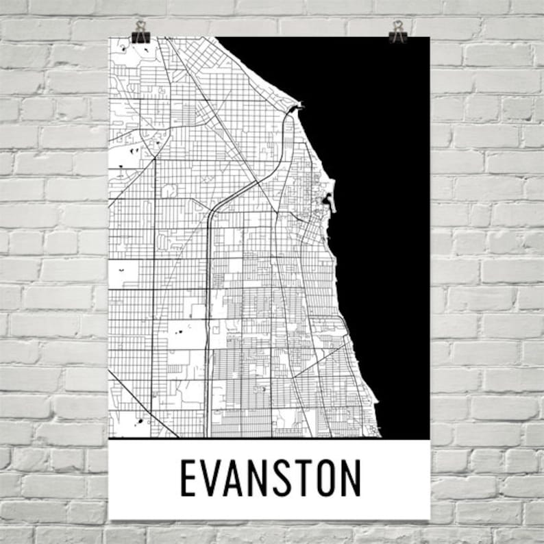 Evanston Illinois Map Evanston Art Evanston Print Evanston - Etsy