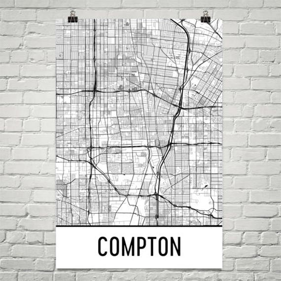 Compton Map Compton Art Compton Print Compton CA Poster | Etsy