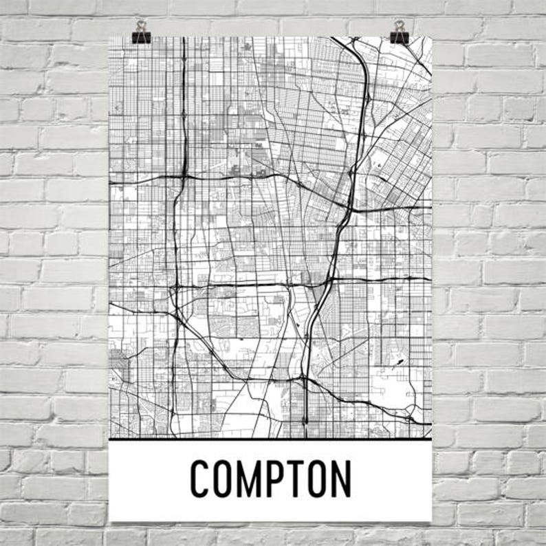 Compton Map Compton Art Compton Print Compton CA Poster - Etsy