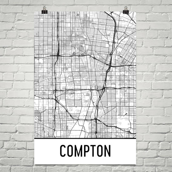 Compton Map Compton Art Compton Print Compton CA Poster | Etsy