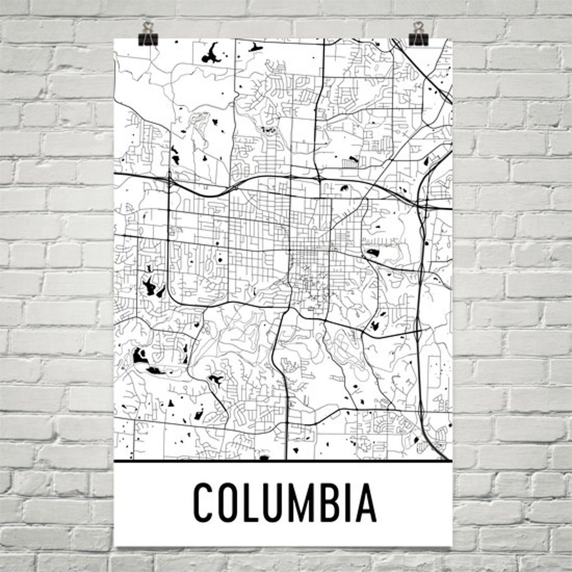 Columbia Map Columbia Art Columbia Print Columbia MO - Etsy