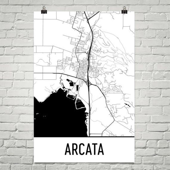 Arcata California Map Arcata Art Arcata Print Arcata CA - Etsy