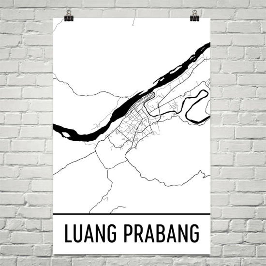 Luang Prabang Map Luang Prabang Art Luang Prabang Print - Etsy