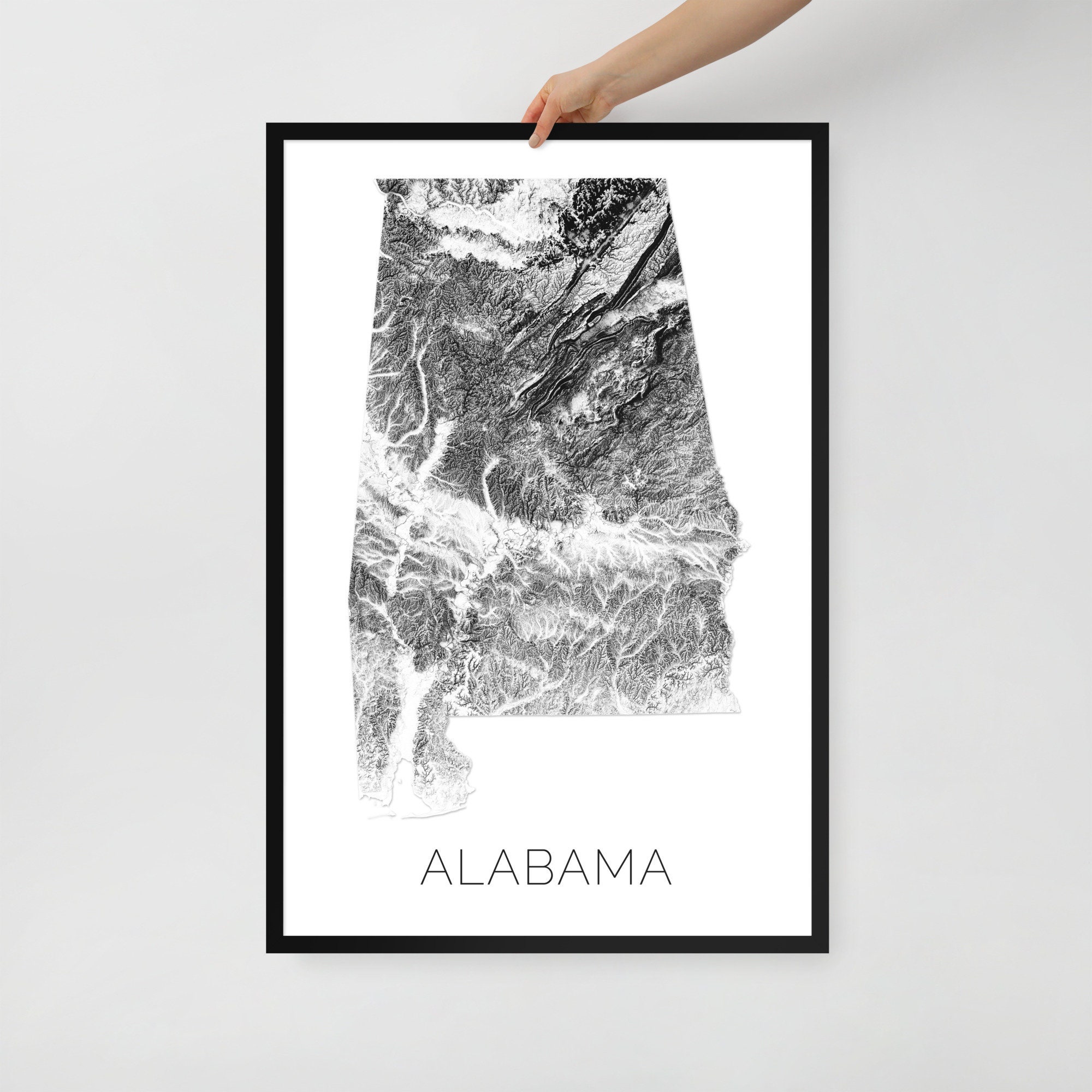 Alabama Topographic Map Map of Alabama AL Map Alabama | Etsy