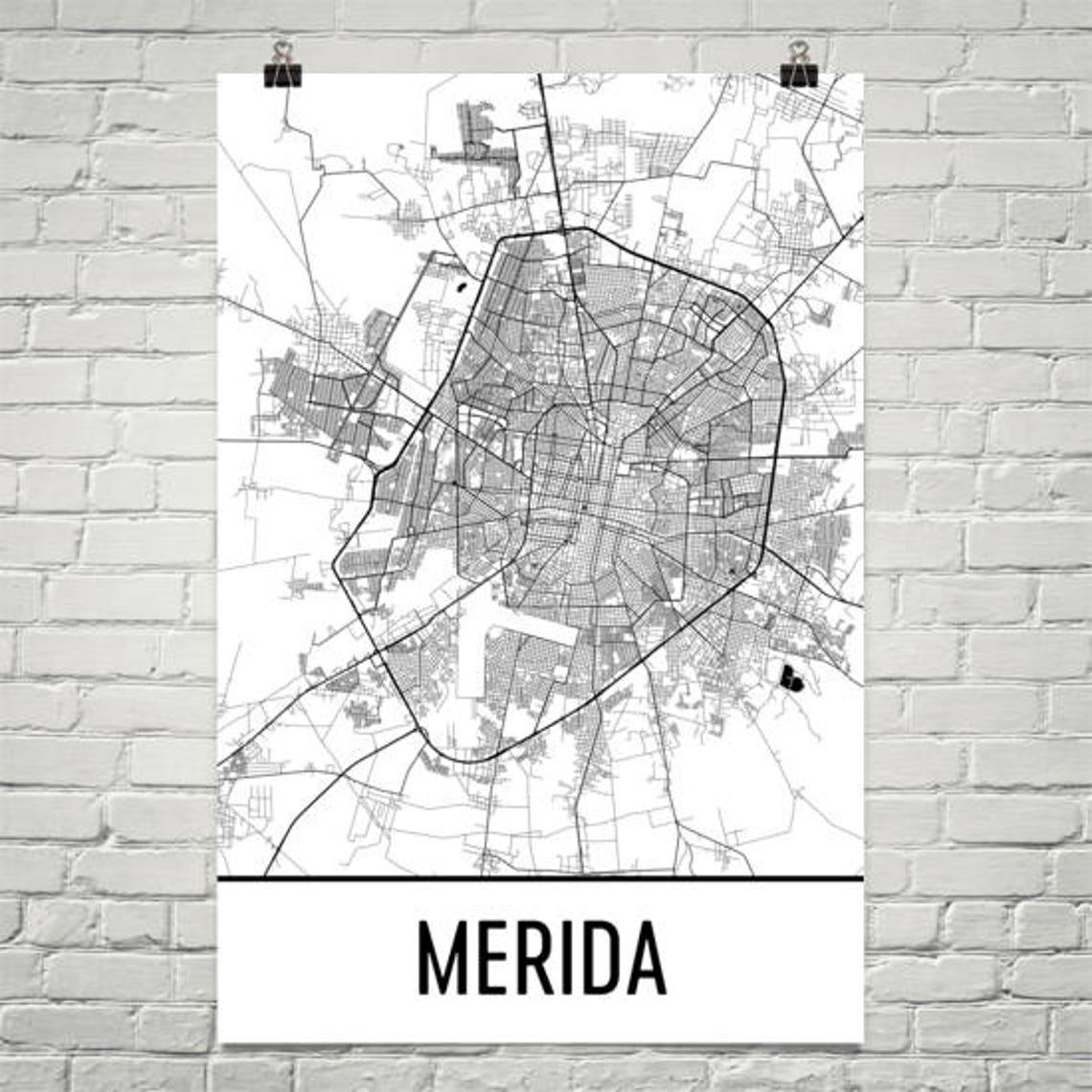 Mapa de Mérida arte de Mérida Mérida impresión cartel de - Etsy España