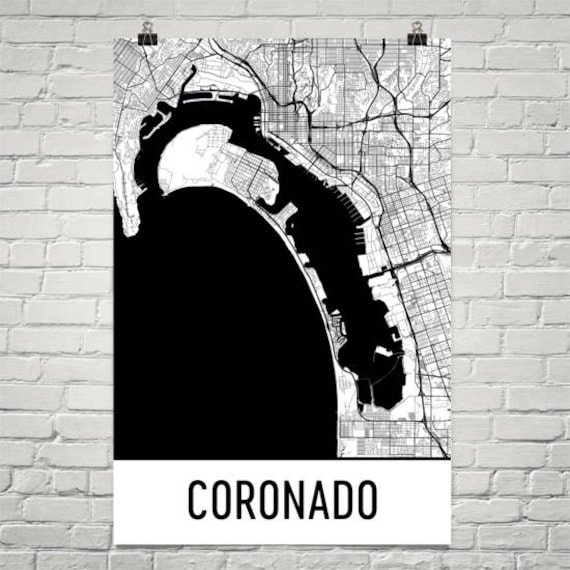 Coronado Map Coronado Art Coronado Print Coronado CA | Etsy