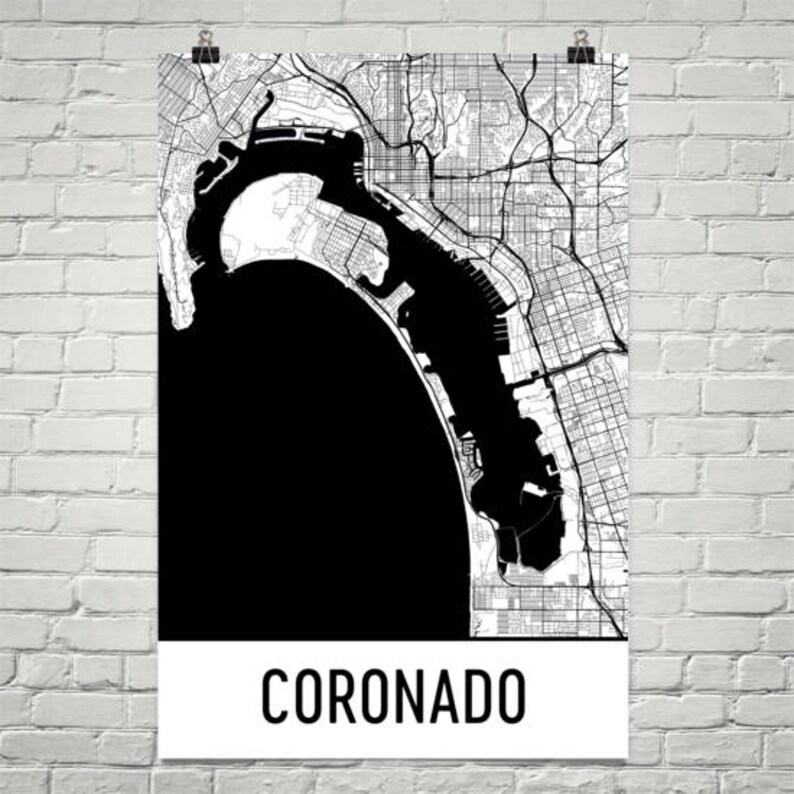 Coronado Map Coronado Art Coronado Print Coronado CA | Etsy
