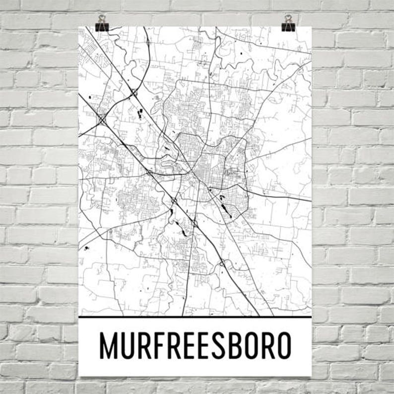 Murfreesboro Map Murfreesboro Art Murfreesboro Print - Etsy