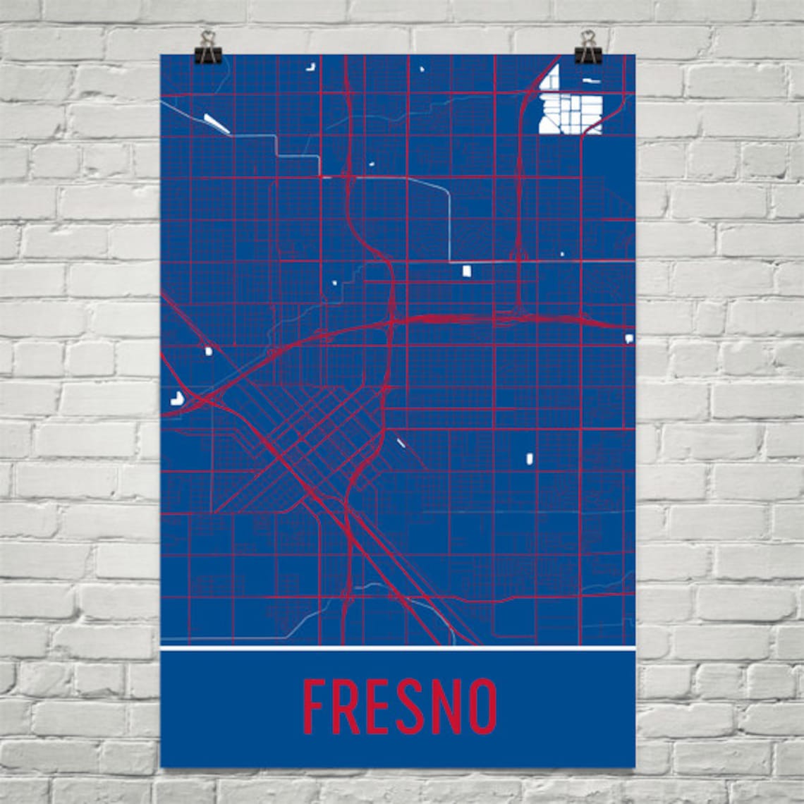 Fresno Map, Fresno Art, Fresno Print, Fresno CA Poster, Fresno Wall Art ...
