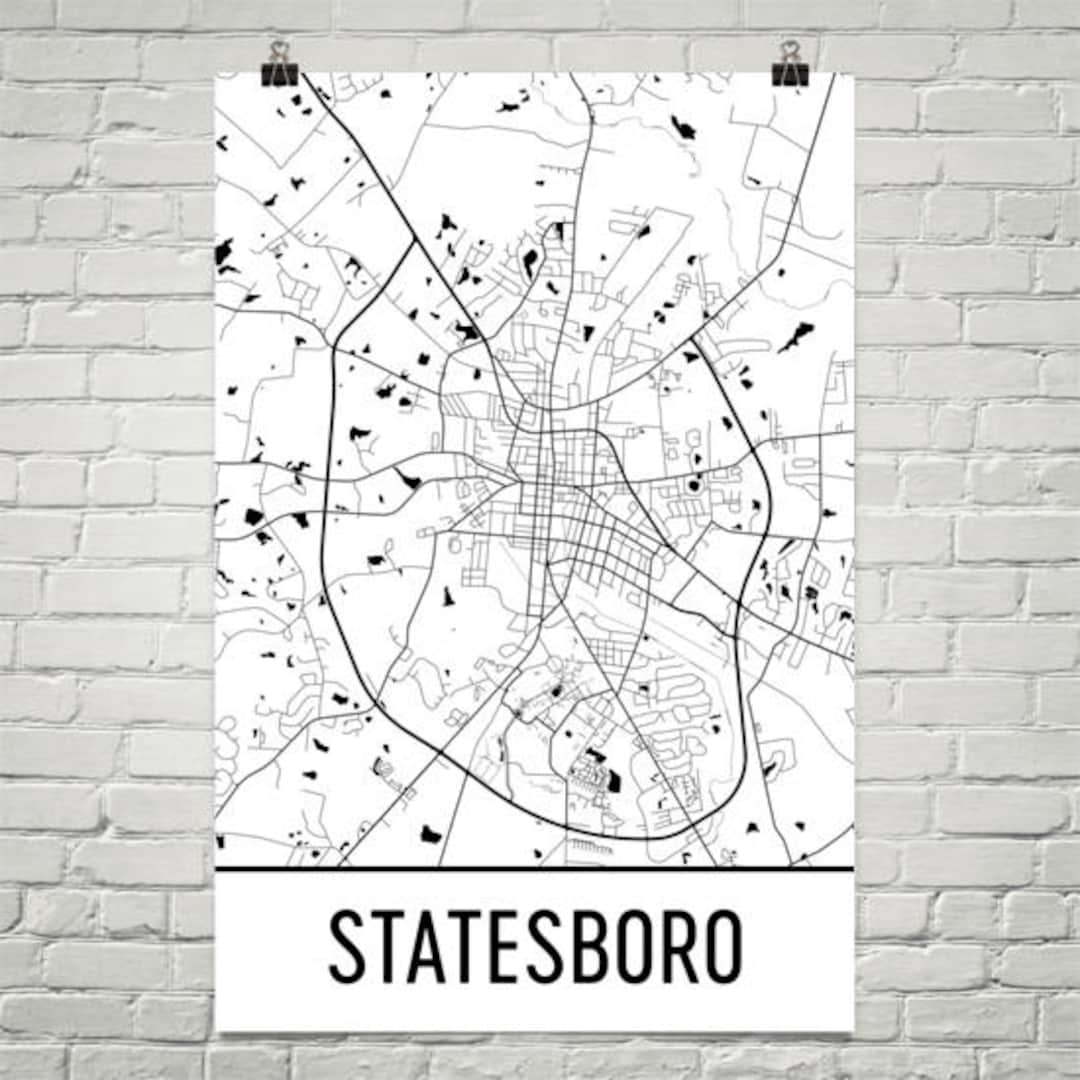 Statesboro Georgia Map Art Print: City Street Map Poster - Etsy