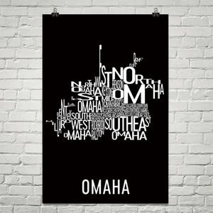 Omaha Typography Neighborhood Map Art City Print, Omaha Wall Art, Omaha ...