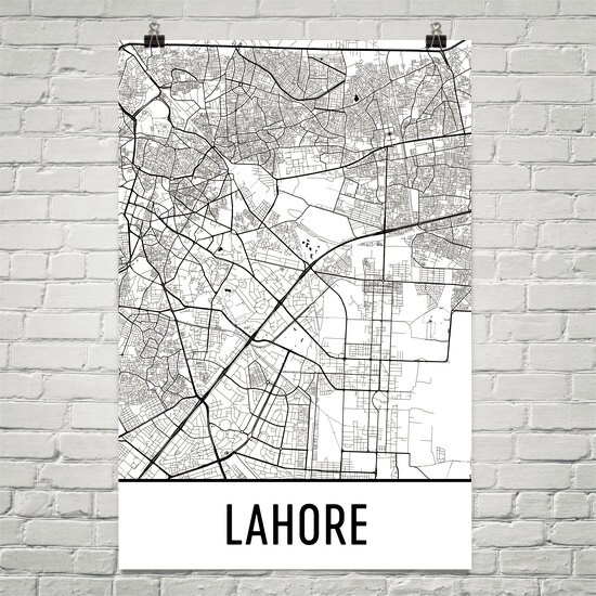 Lahore Map Lahore Art Lahore Print Lahore Pakistan Poster | Etsy
