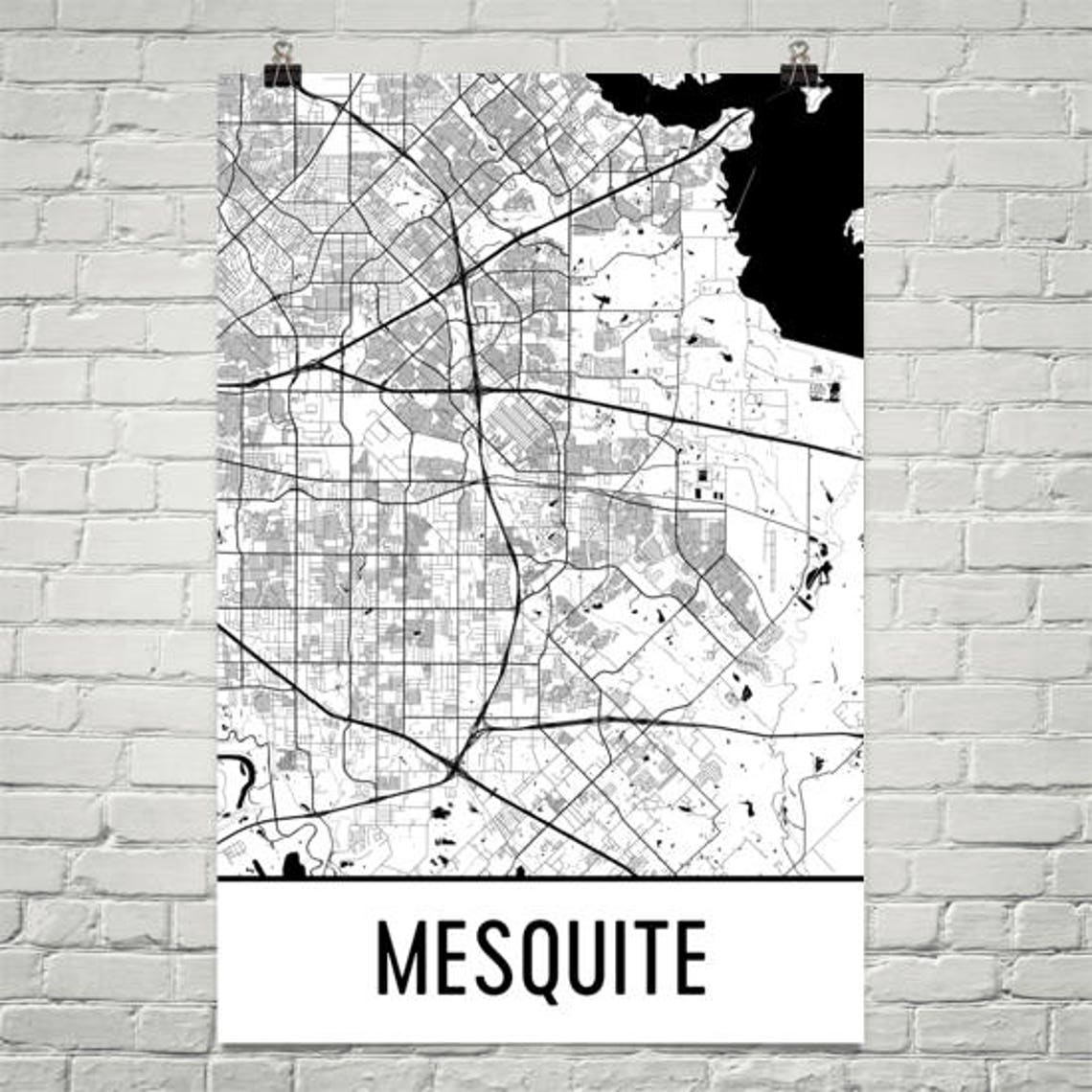 Mesquite Map Mesquite Art Mesquite Print Mesquite TX - Etsy
