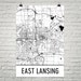 East Lansing Street Map Art Print: Michigan Cityscape Poster - Etsy