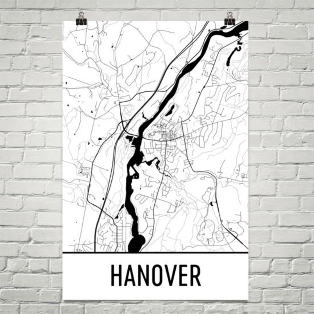 Hanover Map, Hanover Art, Hanover Print, Hanover NH Poster, Hanover ...