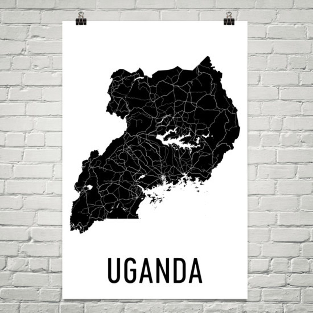 Uganda Map, Map of Uganda, Ugandan Art, Uganda Poster, Uganda Wall Art ...