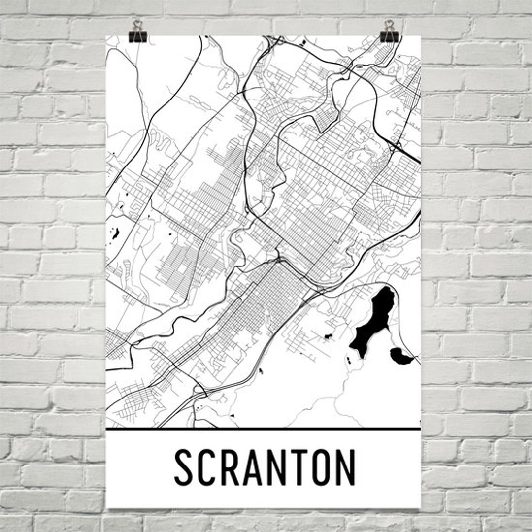 Scranton Map, Scranton Art, Scranton Print, Scranton PA Poster ...