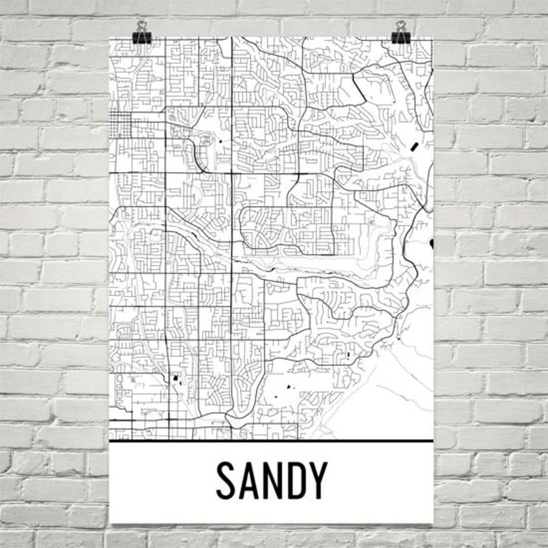 Sandy Map, Sandy Art, Sandy Print, Sandy UT Poster, Salt Lake City Wall ...