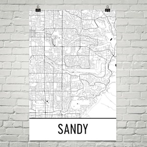 Sandy Map, Sandy Art, Sandy Print, Sandy UT Poster, Salt Lake City Wall ...