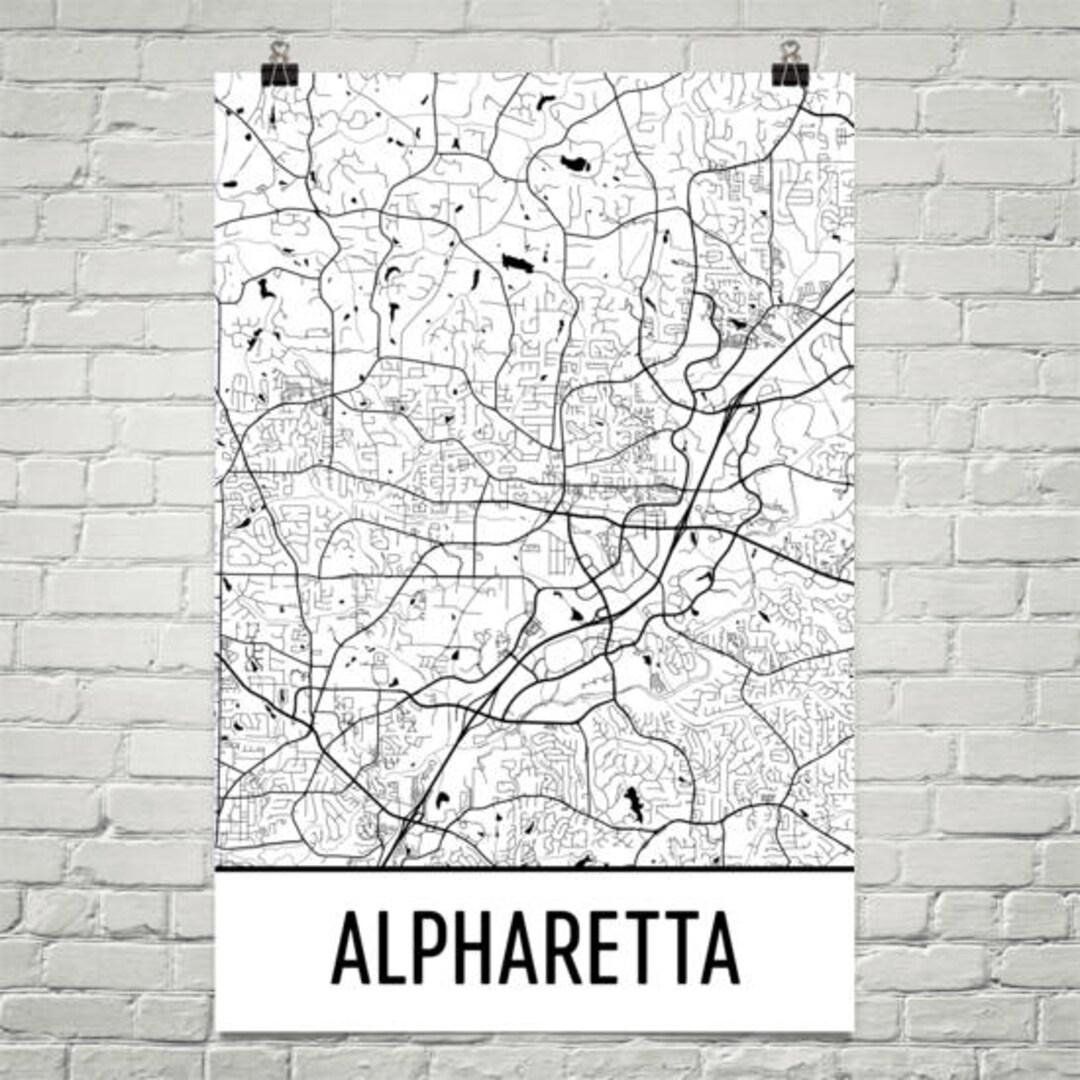 Alpharetta Georgia Map Art Print: Modern City Street Poster - Etsy