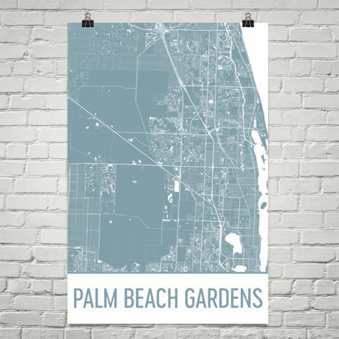 Palm Beach Gardens Map Palm Beach Gardens Art Palm Beach - Etsy