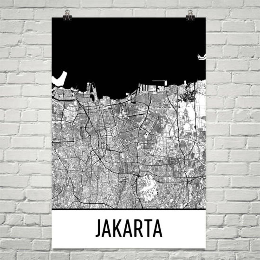 Jakarta Map, Jakarta Art, Jakarta Print, Jakarta Indonesia Poster ...