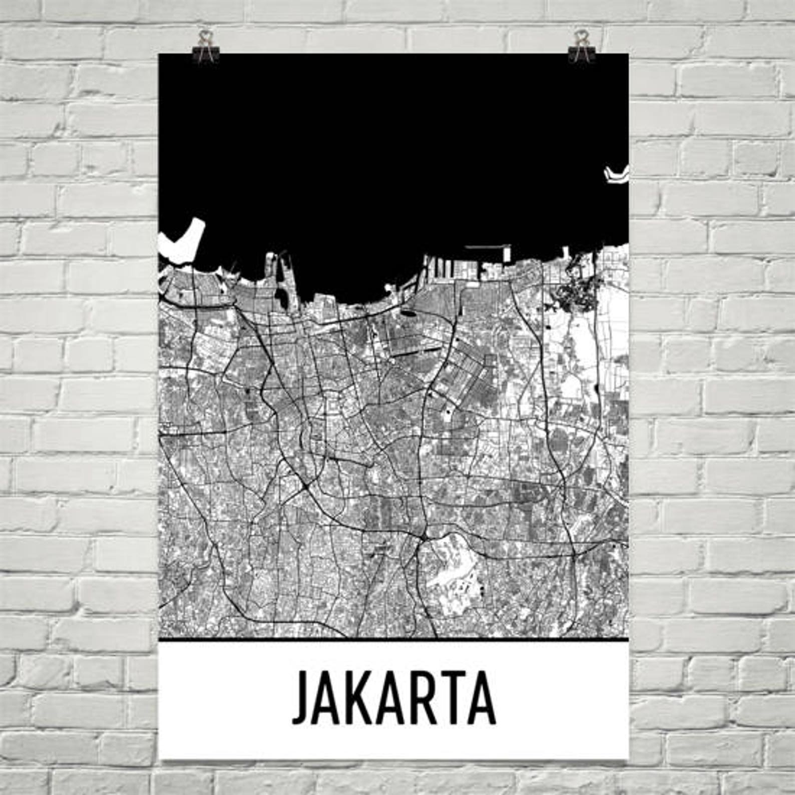 Jakarta Map Jakarta Art Jakarta Print Jakarta Indonesia | Etsy