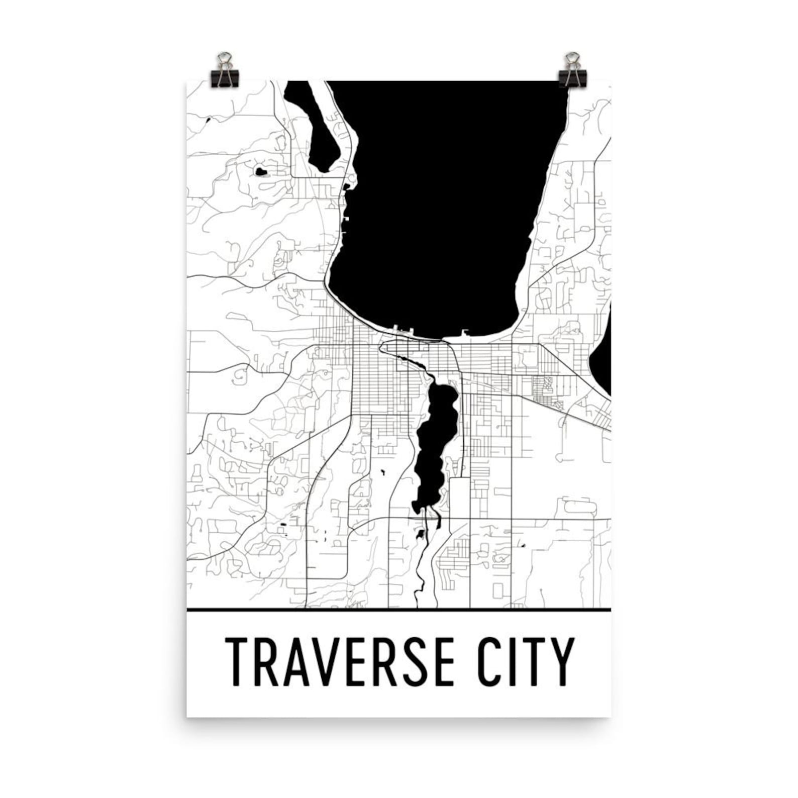 Traverse City Map Traverse City Art Traverse City Print | Etsy