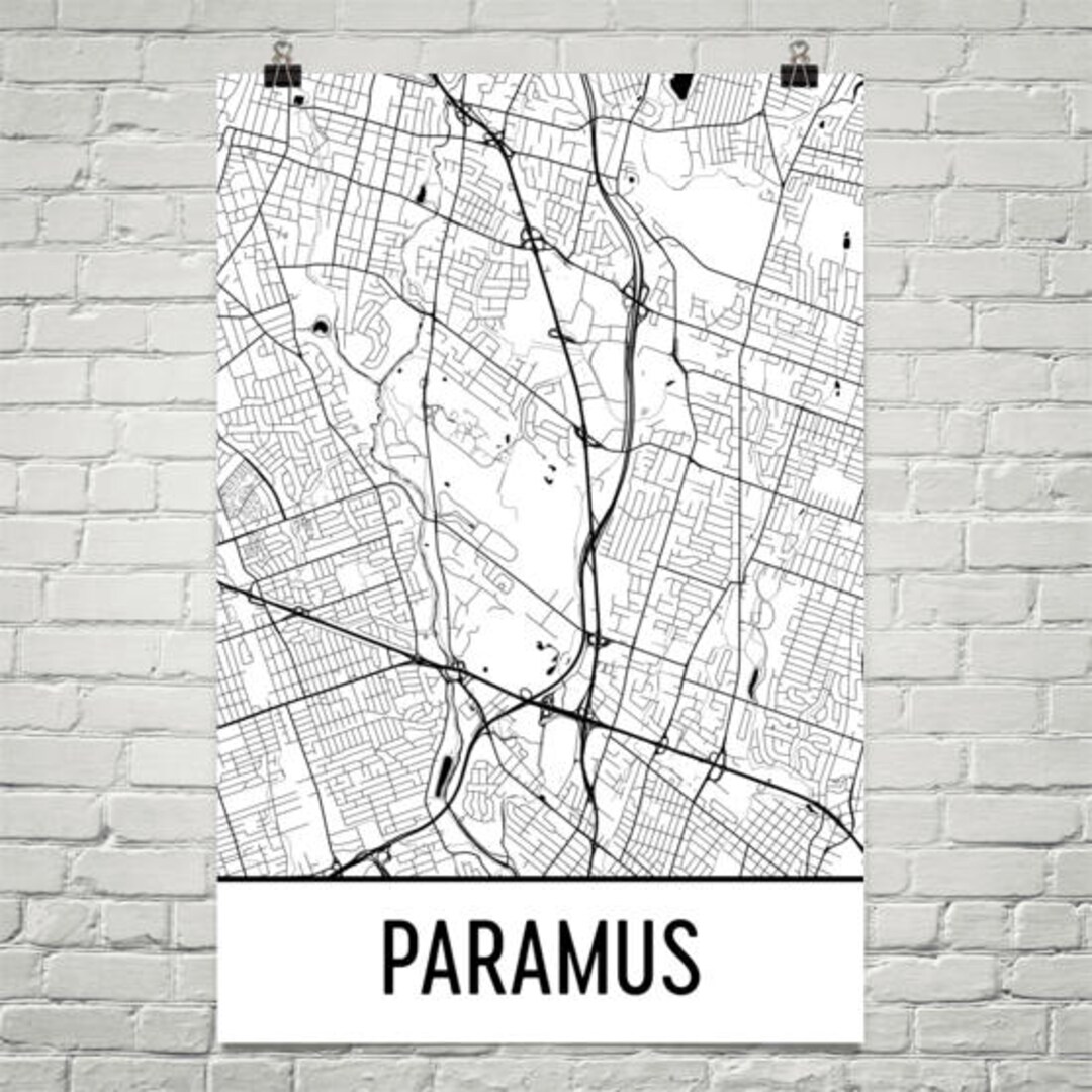 Paramus NJ Map, Paramus Art, Paramus Print, Paramus Poster, Wall Art ...