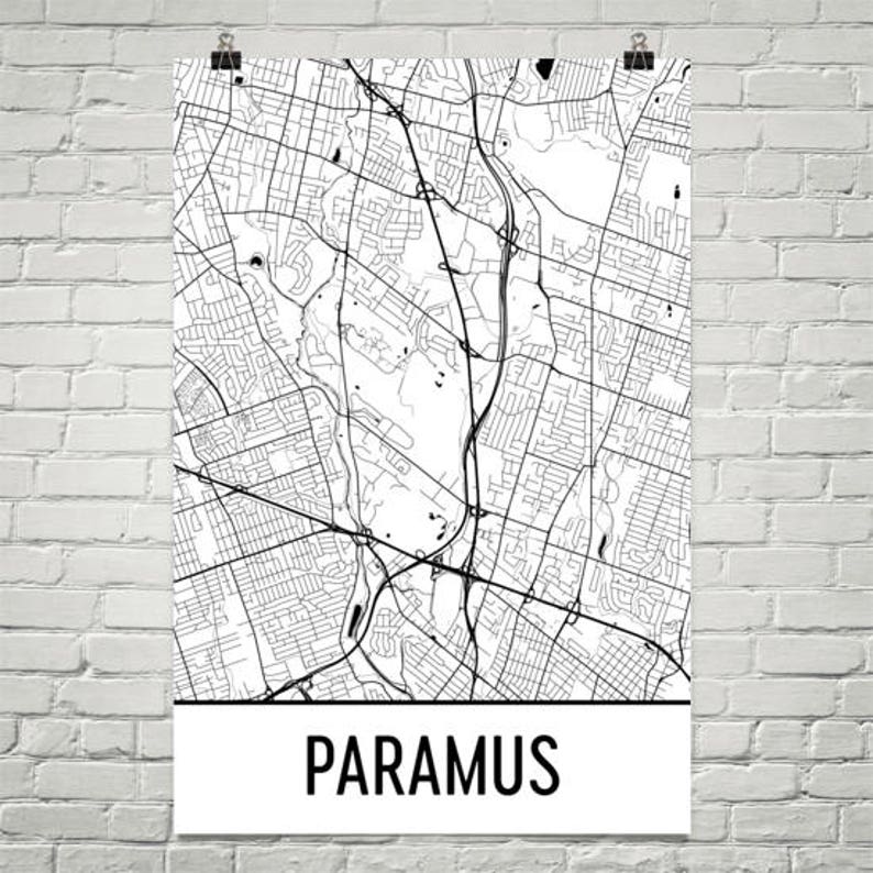 Paramus NJ Map Paramus Art Paramus Print Paramus Poster - Etsy