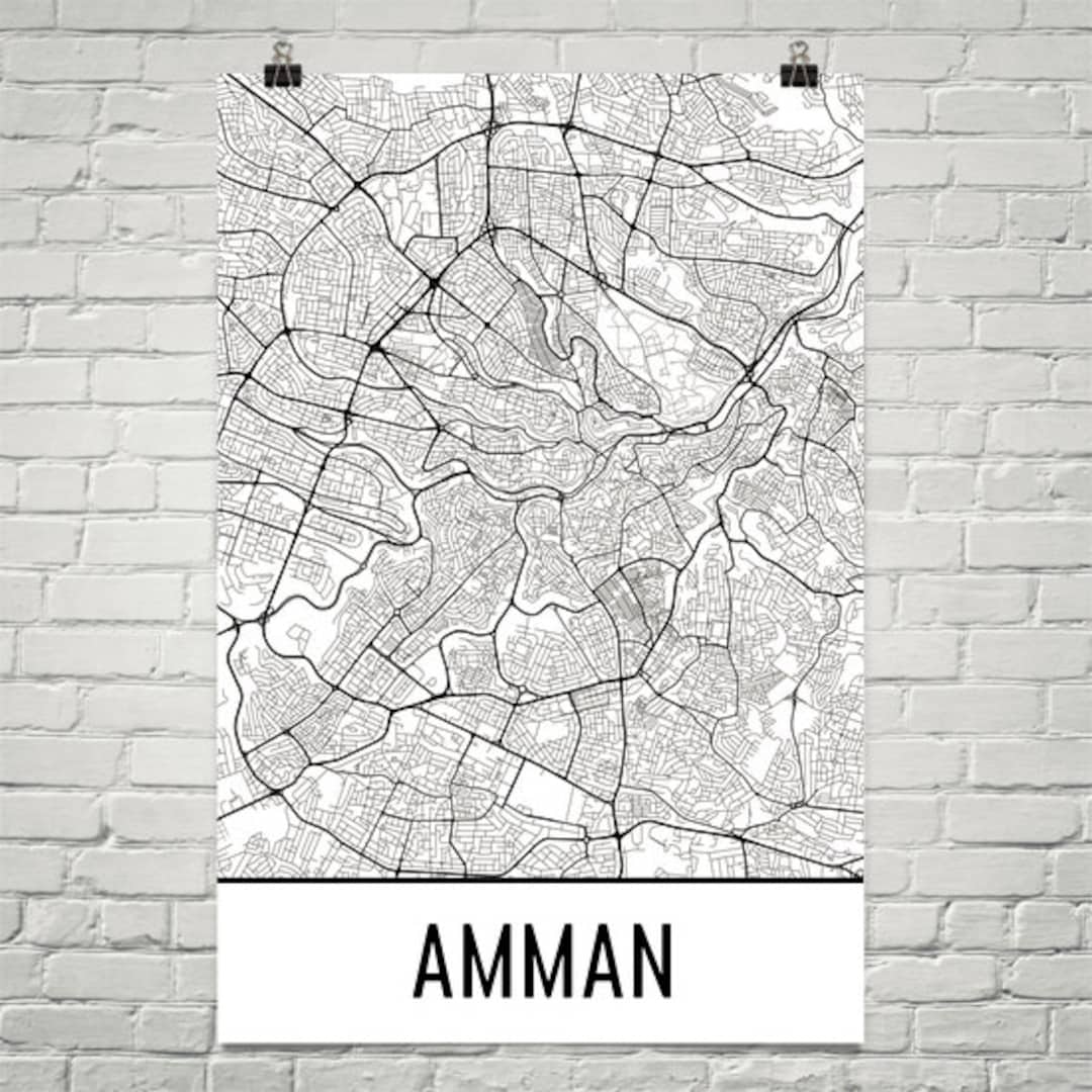 Amman Map, Amman Art, Amman Print, Amman Jordan Poster, Amman Wall Art ...