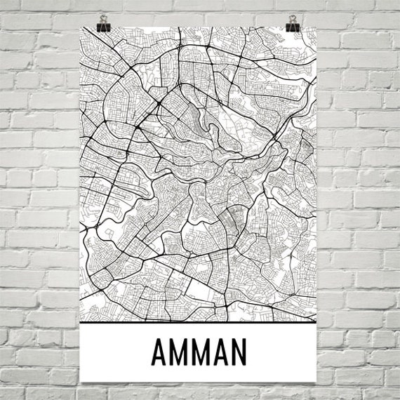 Amman Map Amman Art Amman Print Amman Jordan Poster Amman | Etsy
