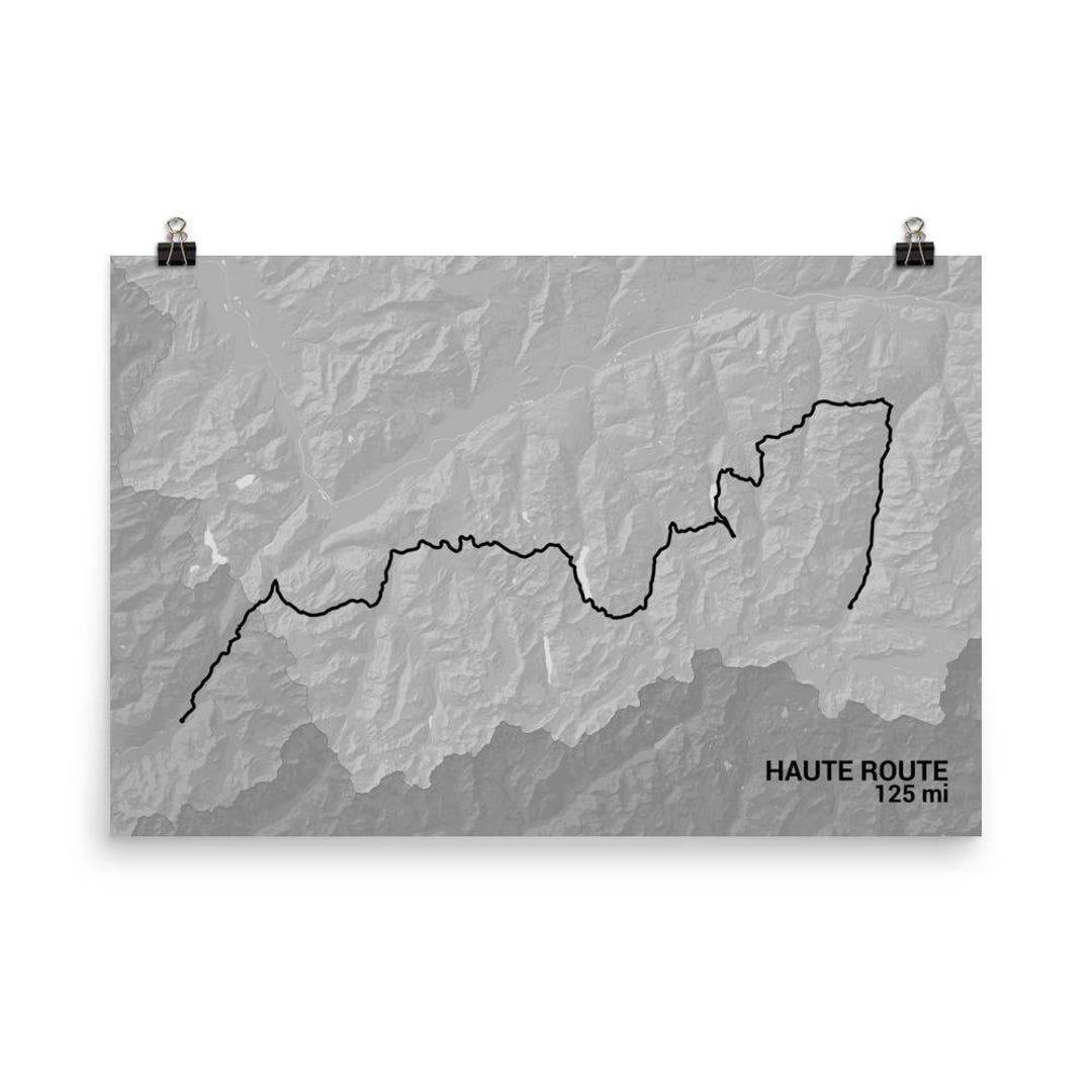 Haute Route Trail Map, Haute Route Print, Alpes Sign, Mont Blanc Map ...
