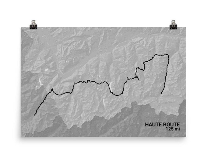 Haute Route Trail Map | High Route Hiking Poster | Mountaineers' Route ...