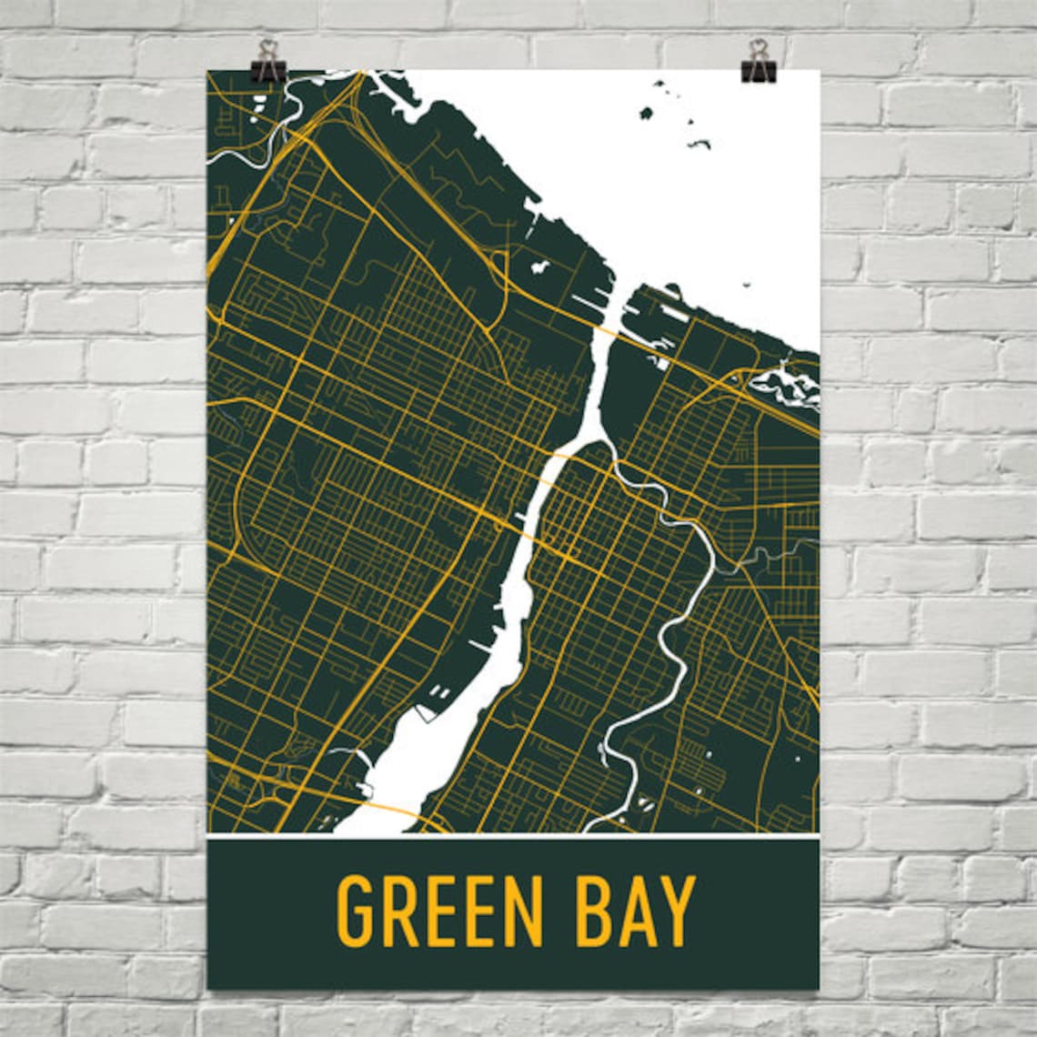 Green Bay Map Green Bay Art Green Bay Print Green Bay WI - Etsy