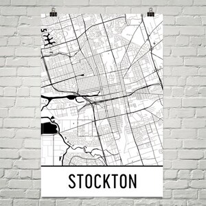 Stockton Map, Stockton Art, Stockton Print, Stockton CA Poster ...