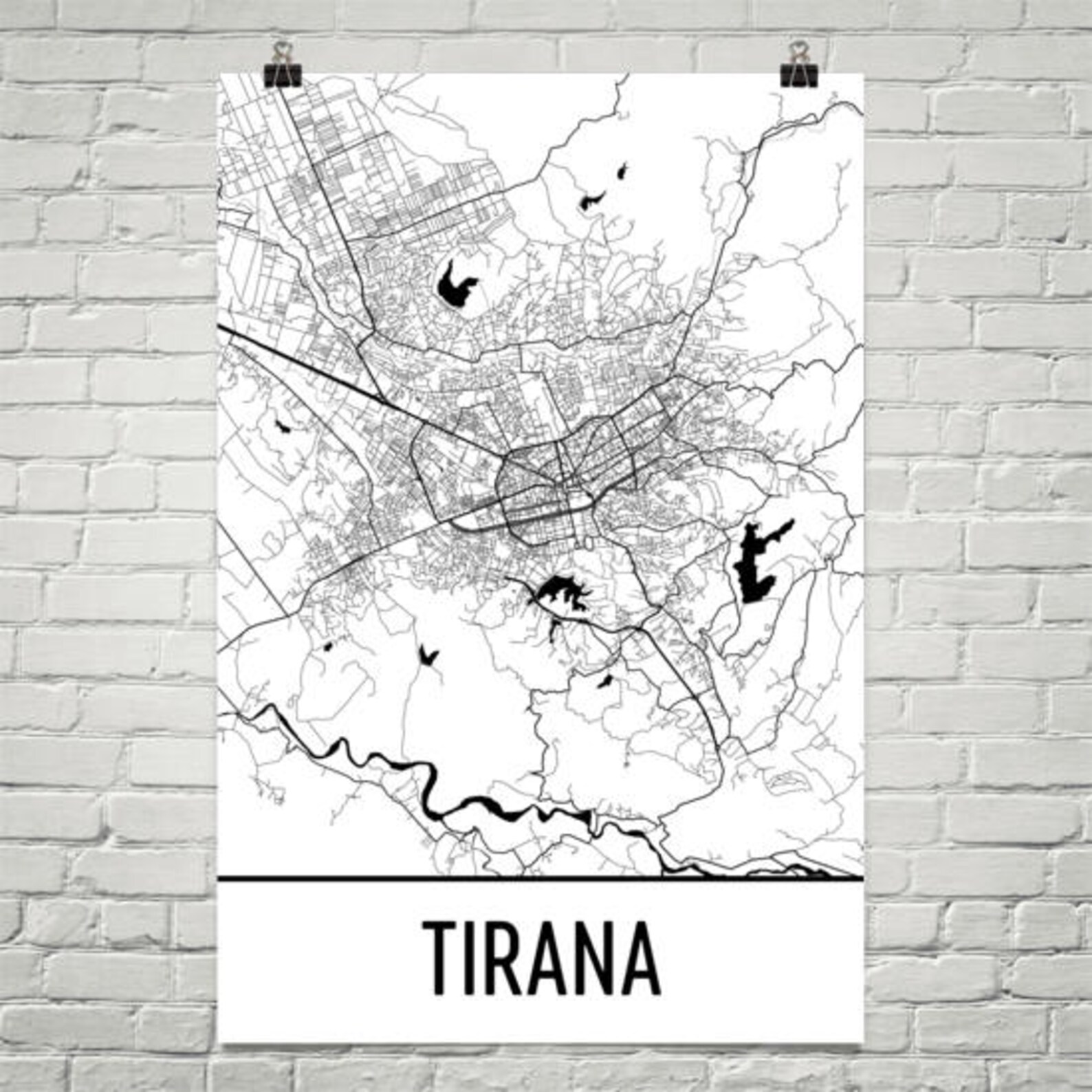 Tirana Map Tirana Art Tirana Print Tirana Albania Poster - Etsy