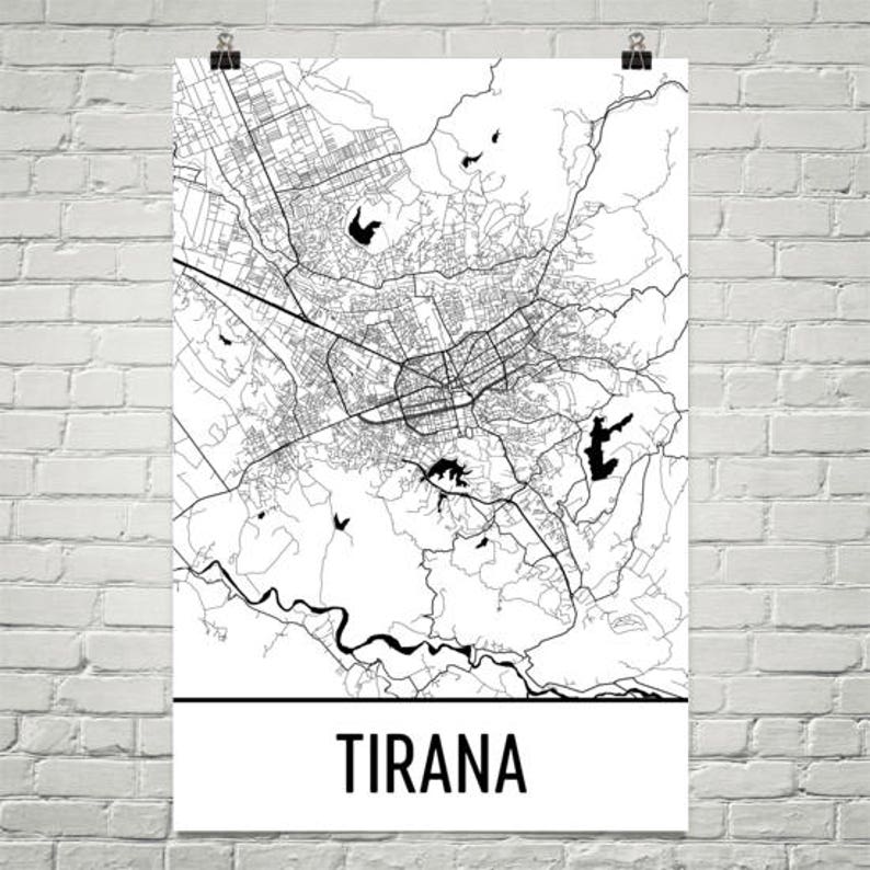 Tirana Map Tirana Art Tirana Print Tirana Albania Poster - Etsy