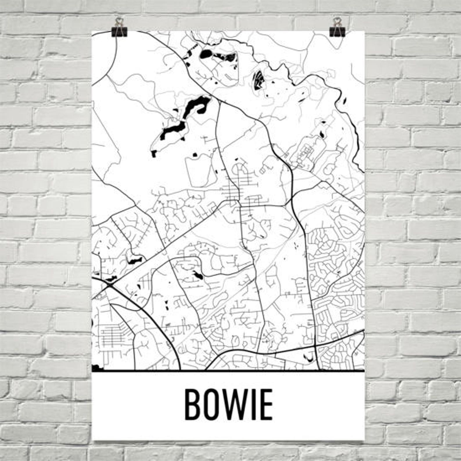 Bowie Map Bowie Art Bowie Print Bowie MD Poster Maryland | Etsy