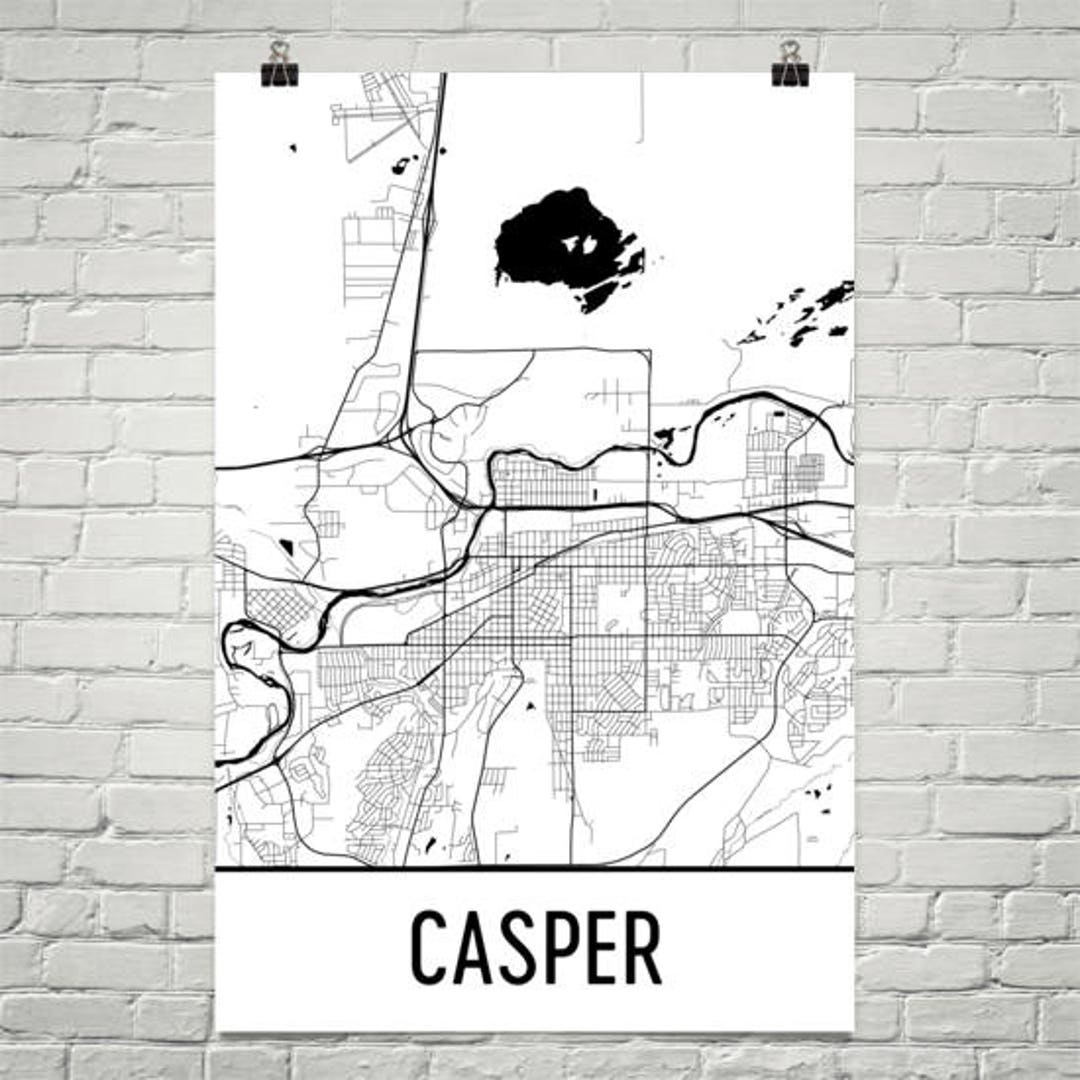 Casper Map, Casper WY Art, Casper Print, Casper Wyoming Poster, Casper ...