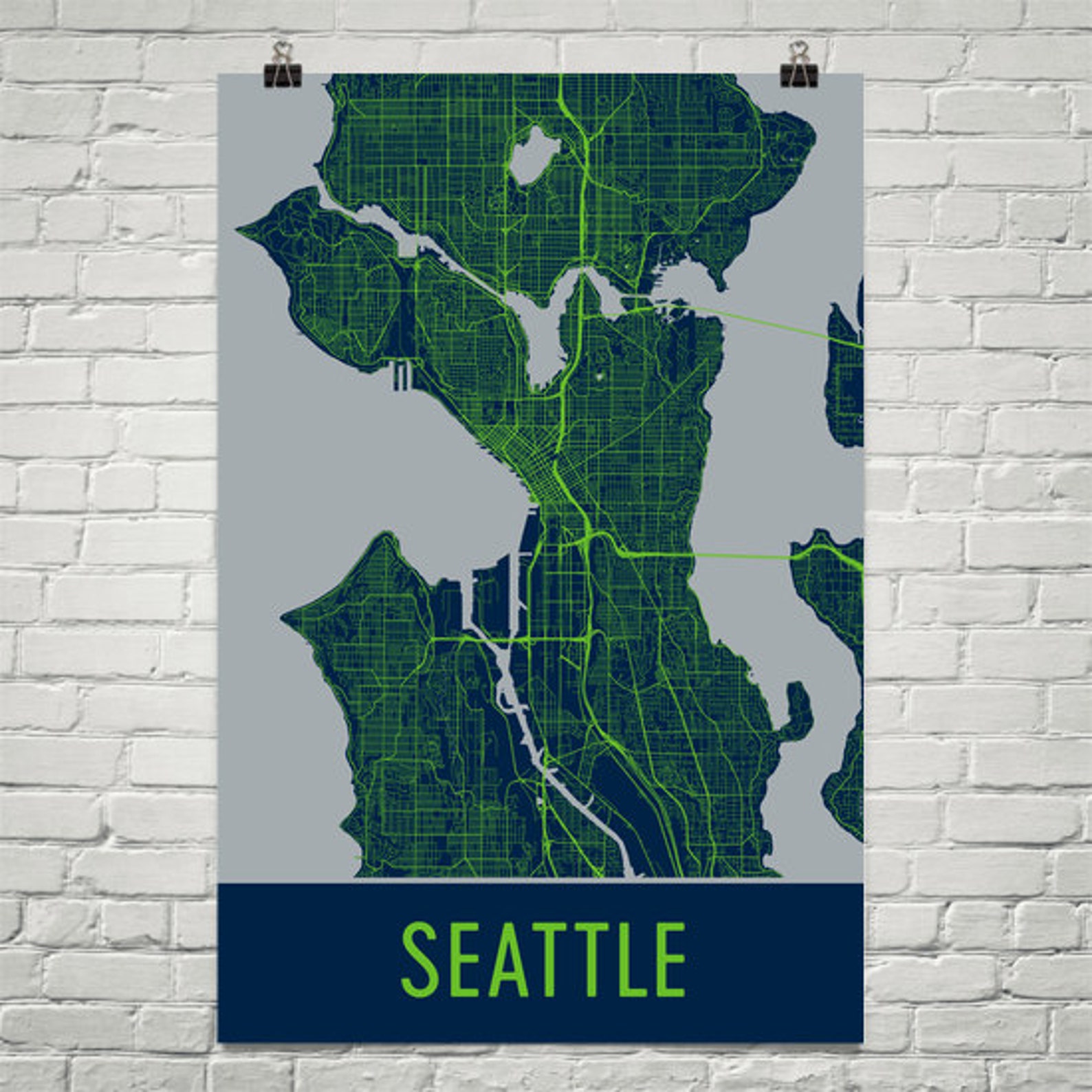 Seattle Map Seattle Art Seattle Print Seattle WA Art | Etsy