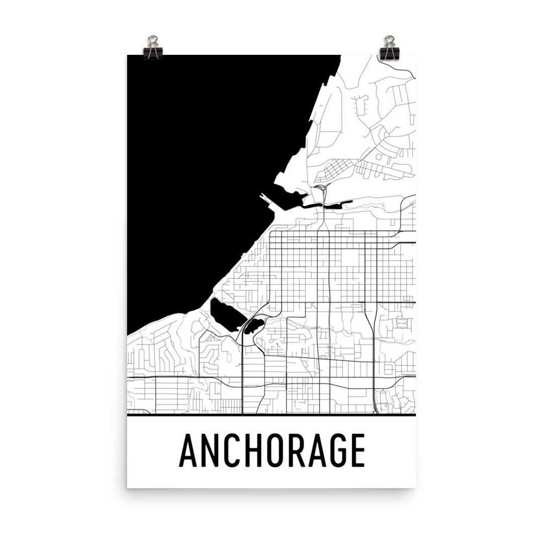 Anchorage Map, Anchorage Art, Anchorage Print, Anchorage AK Art Poster ...