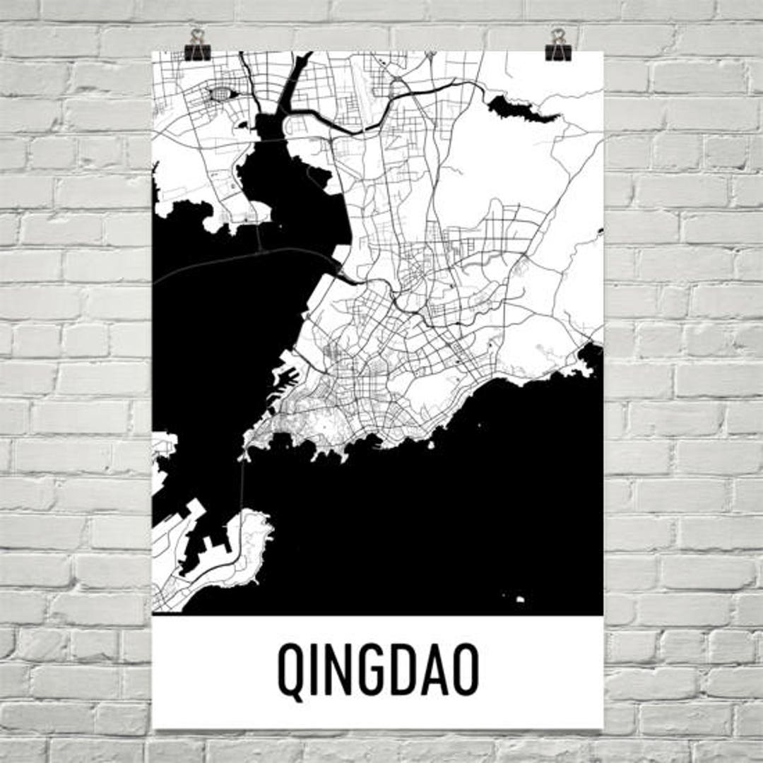Qingdao Map, Qingdao Art, Qingdao Print, Qingdao China Poster, Qingdao ...