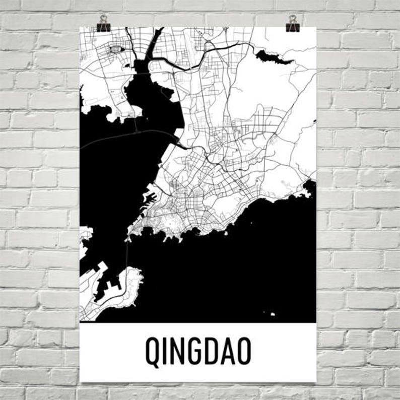 Qingdao Map Qingdao Art Qingdao Print Qingdao China Poster - Etsy