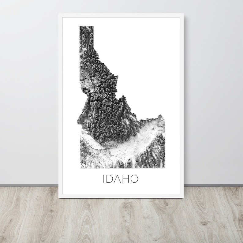 Idaho Topographic Map Map of Idaho ID Map Idaho Decor - Etsy