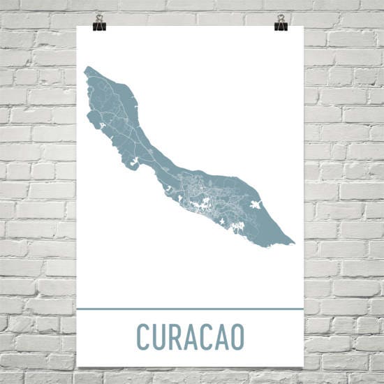 Curacao Map Curacao Art Curacao Print Curacao Island | Etsy