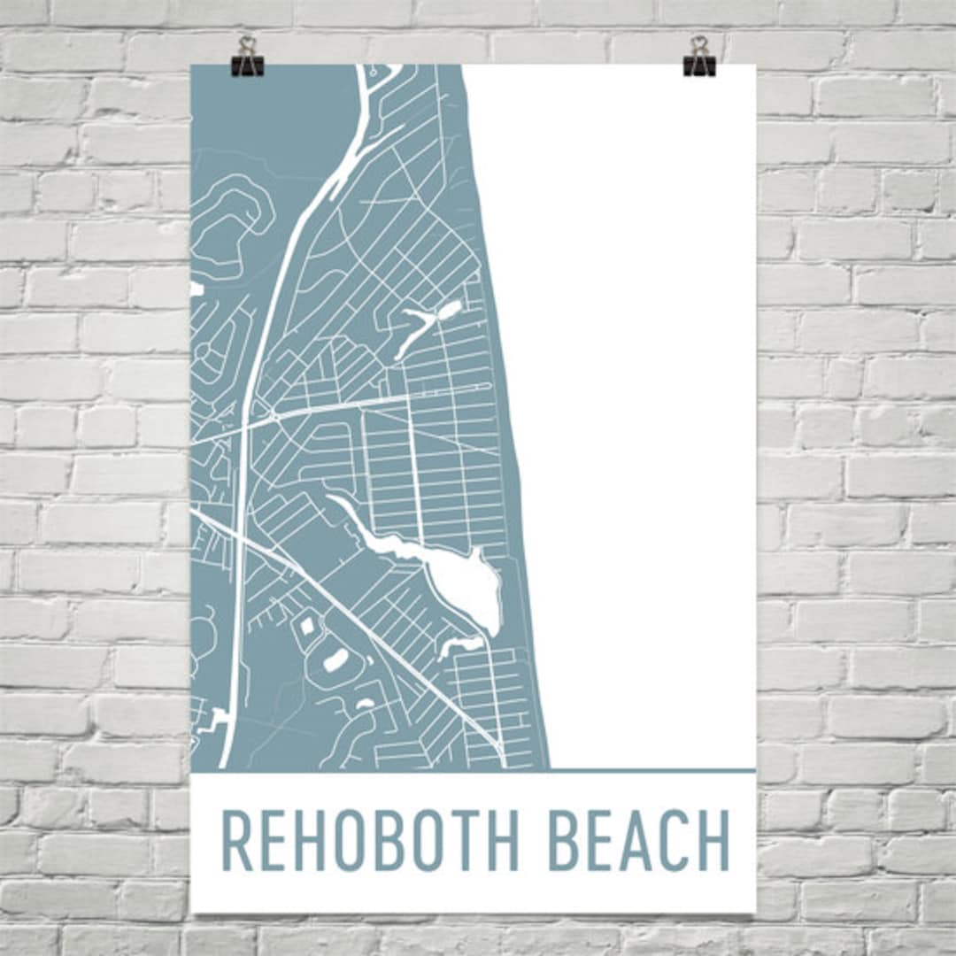 Rehoboth Beach Map, Rehoboth Art, Rehoboth Print, Rehoboth Beach DE ...