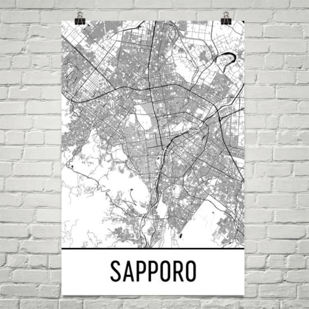Sapporo Map, Sapporo Art, Sapporo Print, Sapporo Japan Poster, Sapporo ...