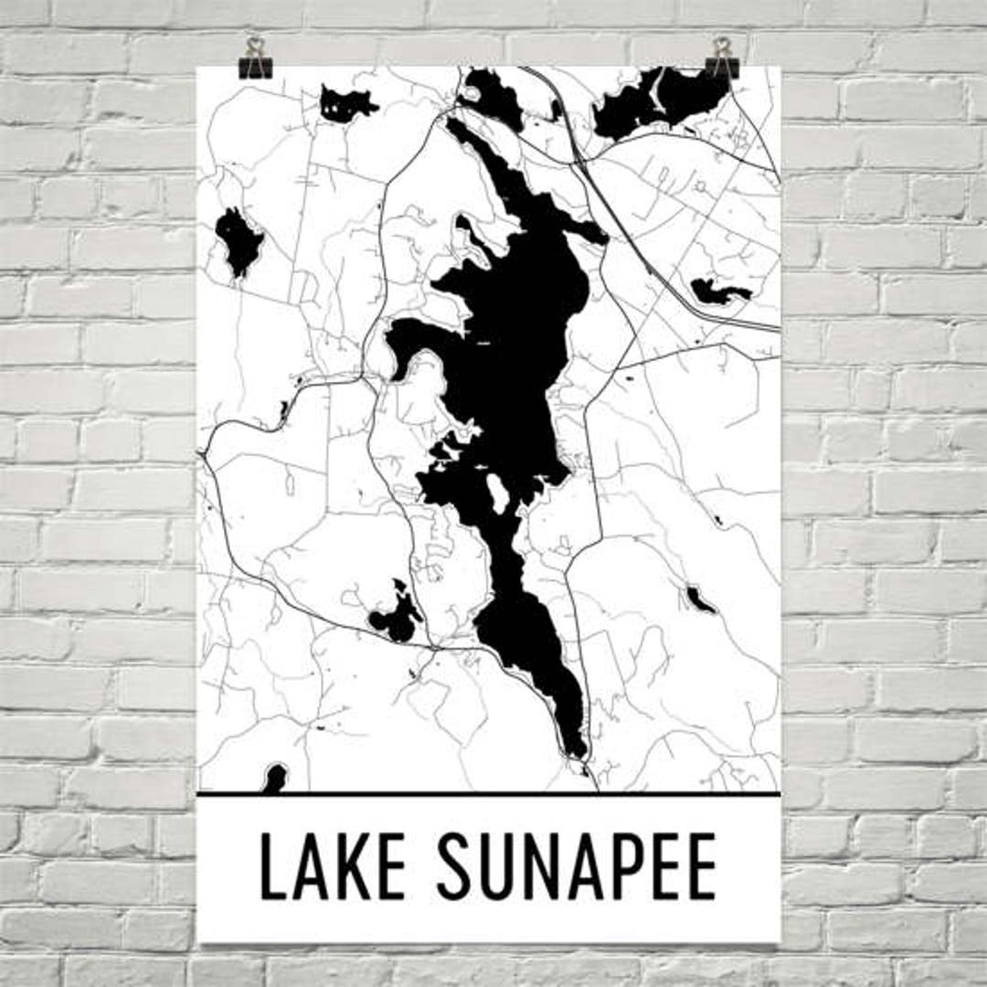 Lake Sunapee New Hampshire Map Art: Lake House Decor - Etsy