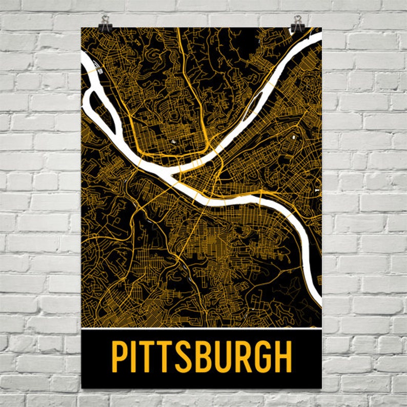 Pittsburgh PA Map Art Print - Etsy